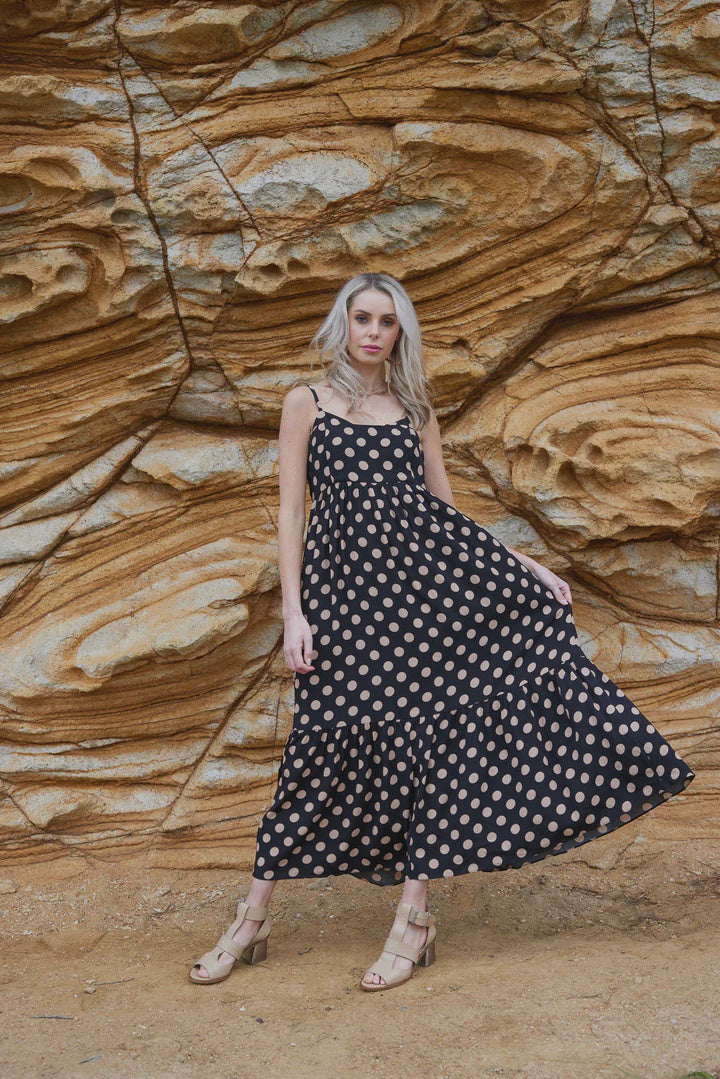 Drama the Label - Lulu Dress - Black/Bronze Spot – Orinoco Designs Ltd