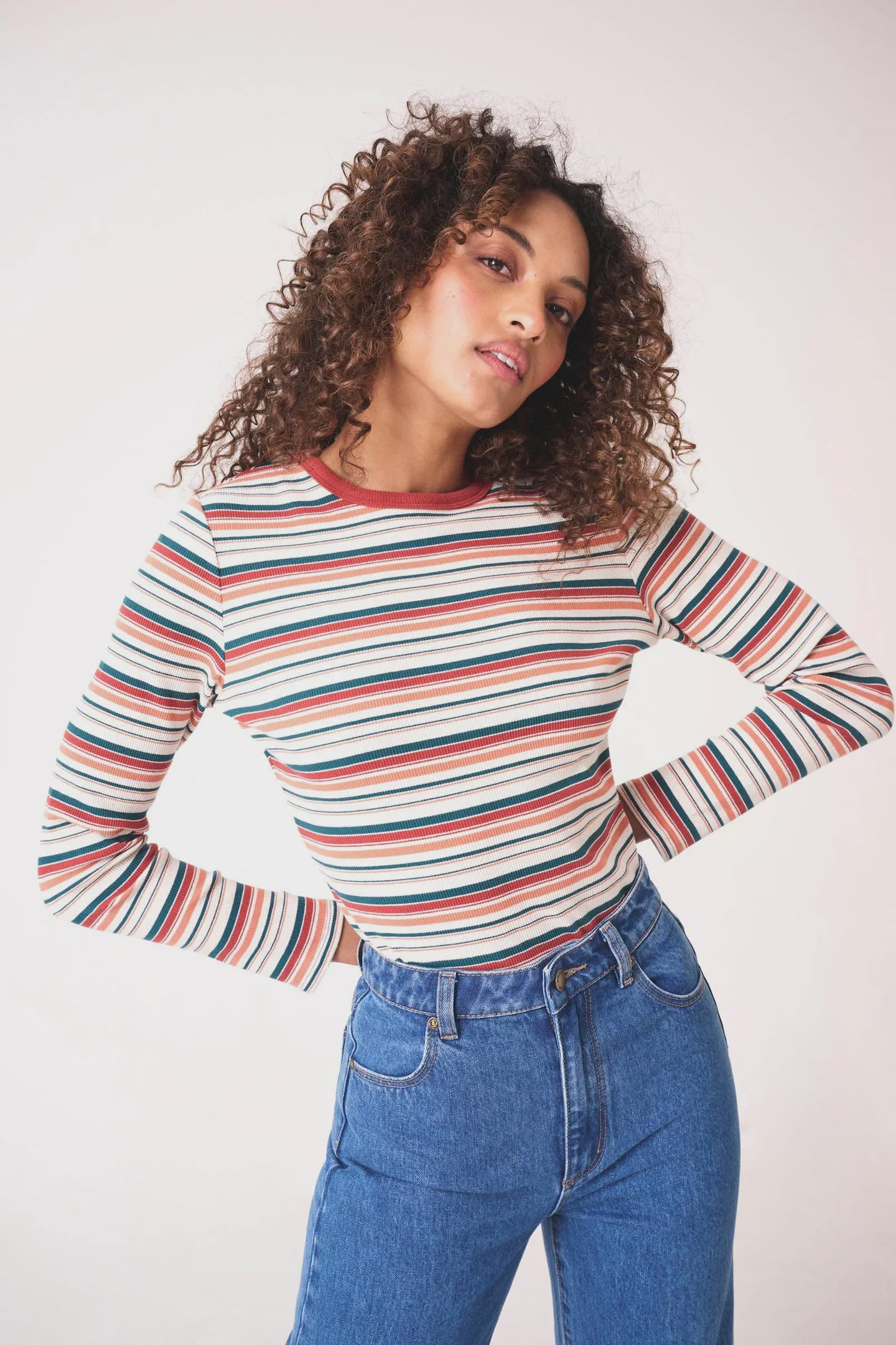 Rolla's - Dazed Stripe Baby Rib Long Sleeve Tee- Brick – Orinoco ...
